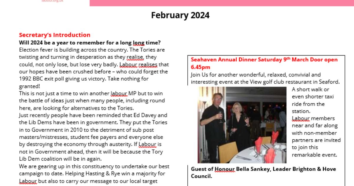 Seahaven Labour Newsletter – February 2024 - Lewes Constituency Labour ...